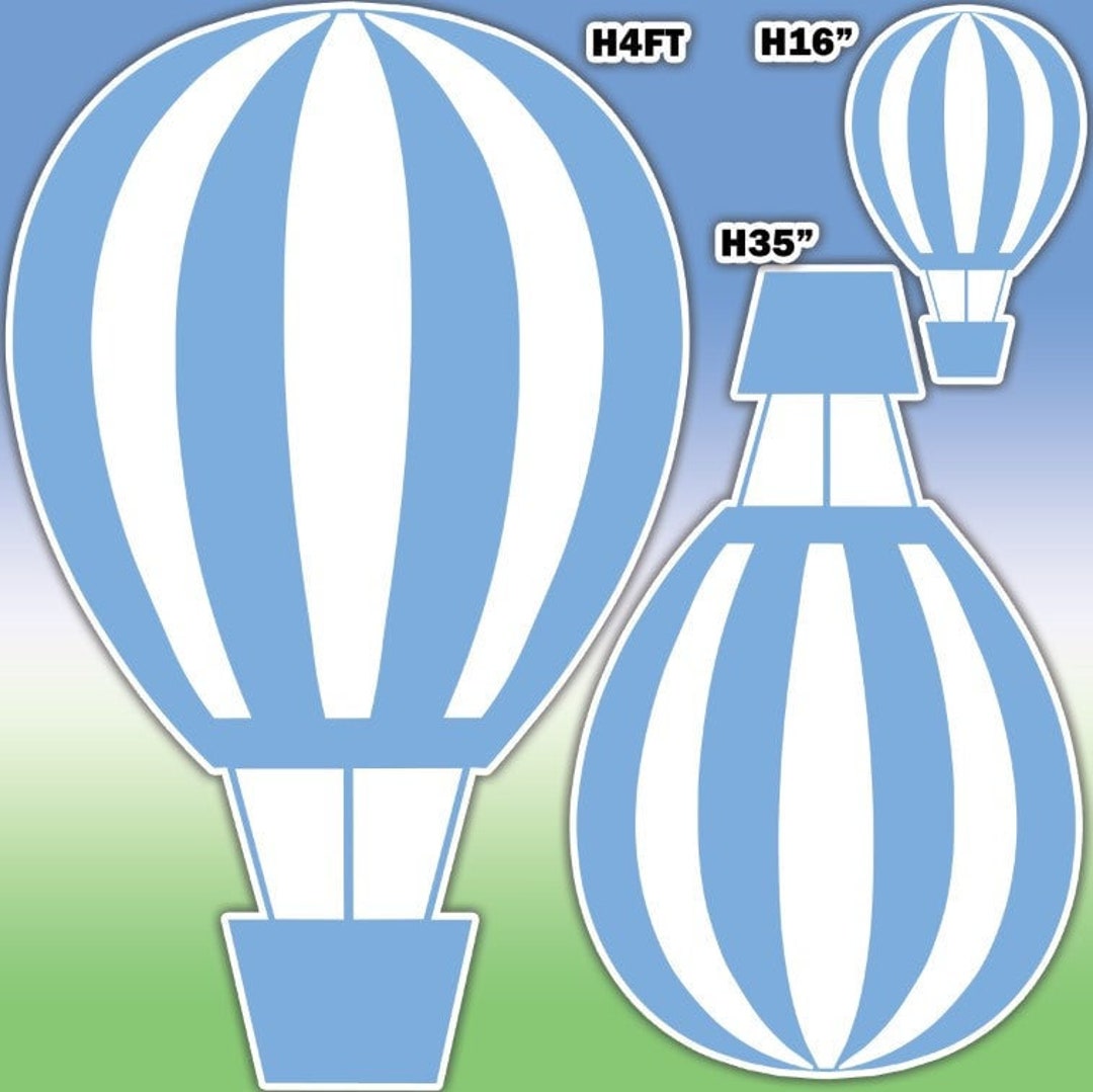 4 FT Hot Air Balloons Blue Coroplast Cutouts Party Props Decorations ...