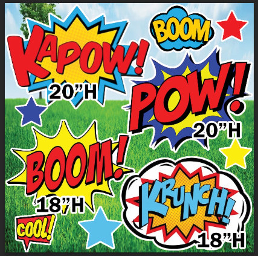 KAPOW BOOM SIGNS Party Props Decorations Backdrops Cutouts - Etsy