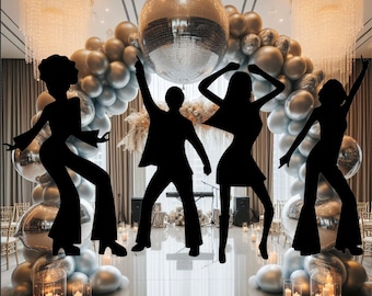 DISCO Approx 4ft Tall Dancers Silhouette Set Coroplast Party Props ...