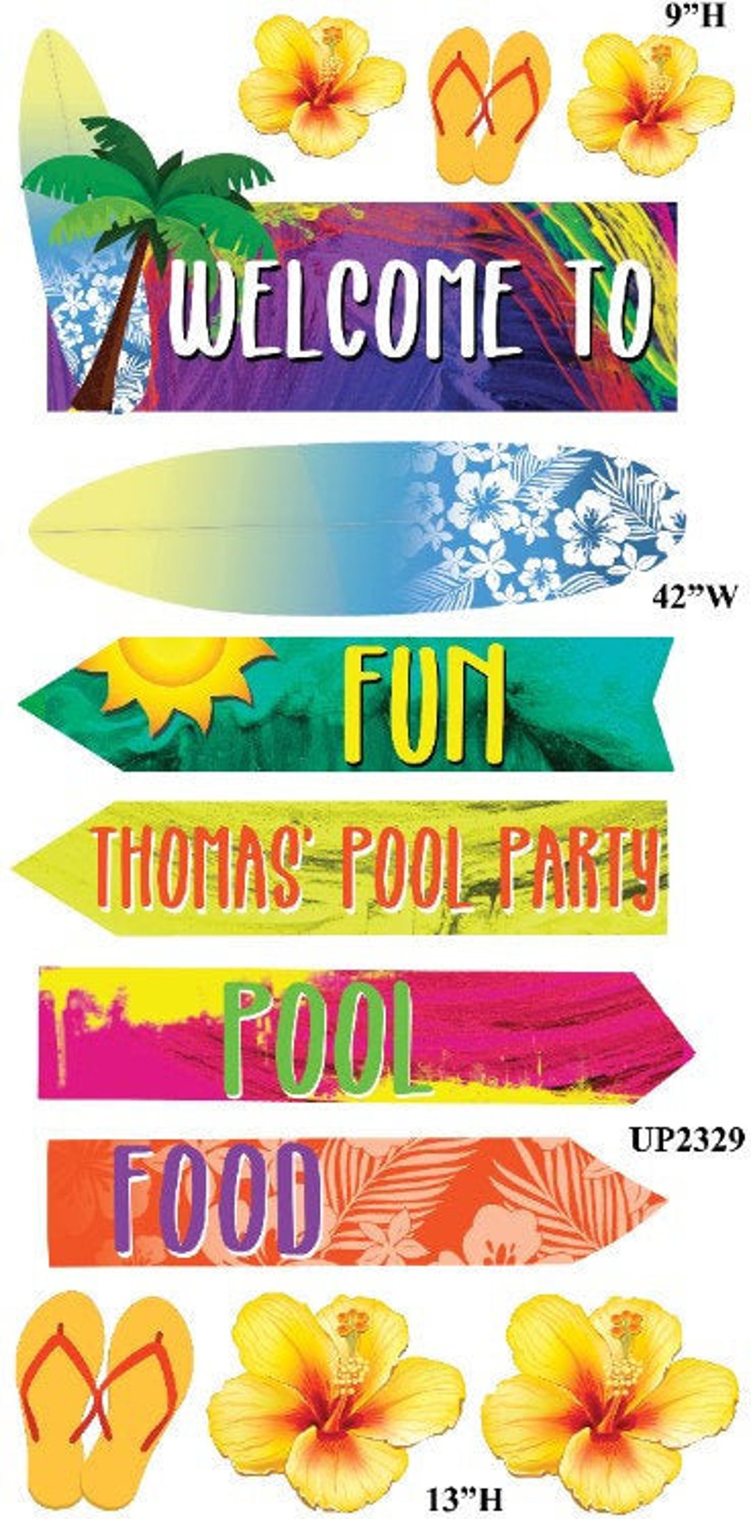 POOL PARTY SIGNS Party Props Decorations Backdrops Coroplast Cutouts ...
