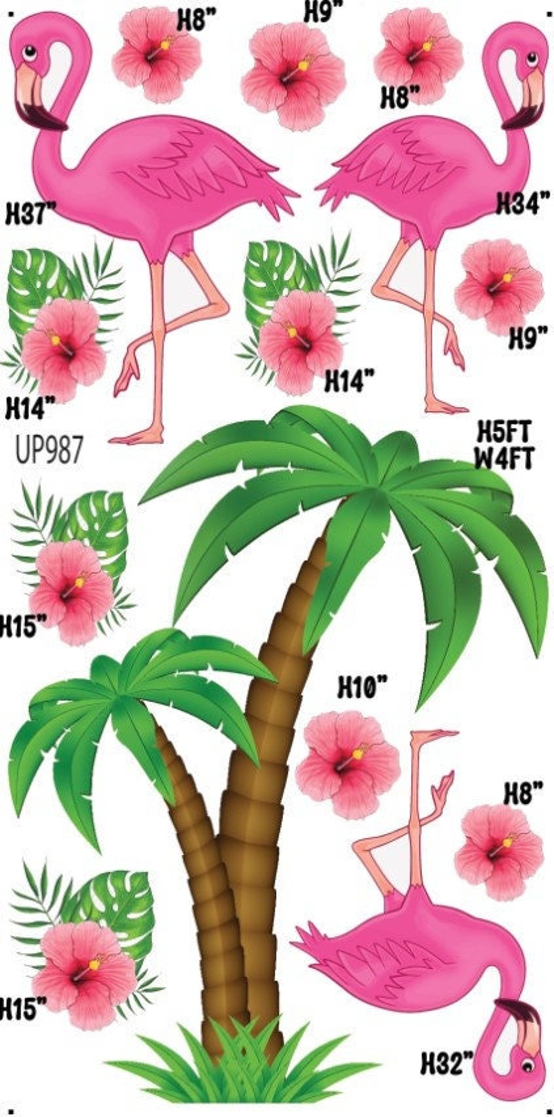 Palm Tree Flamingos Party Props Decorations Backdrops Cutouts Signs ...