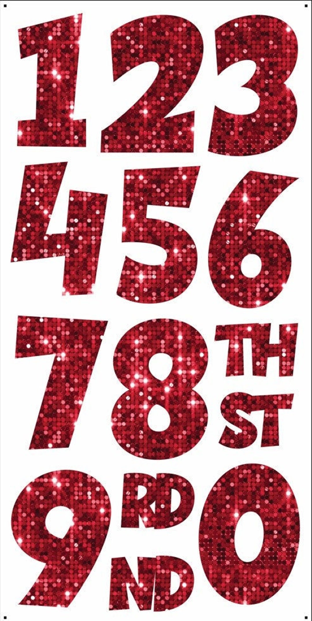 Red Sequin Glitter Individual Numbers Party Props Decorations Backdrops ...