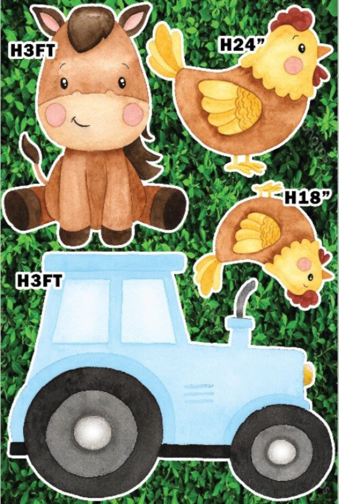 Farm Animals / Blue Tractor Props Decorations Backdrops Cutouts Signs ...