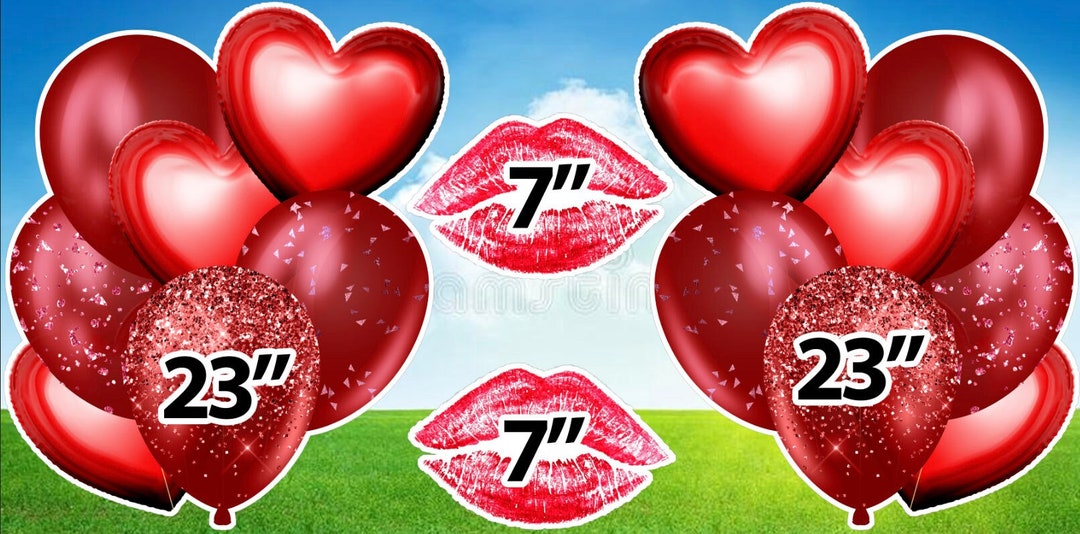 Qs HEART RED BALLOON Party Props Decorations Backdrops Cutouts Signs ...