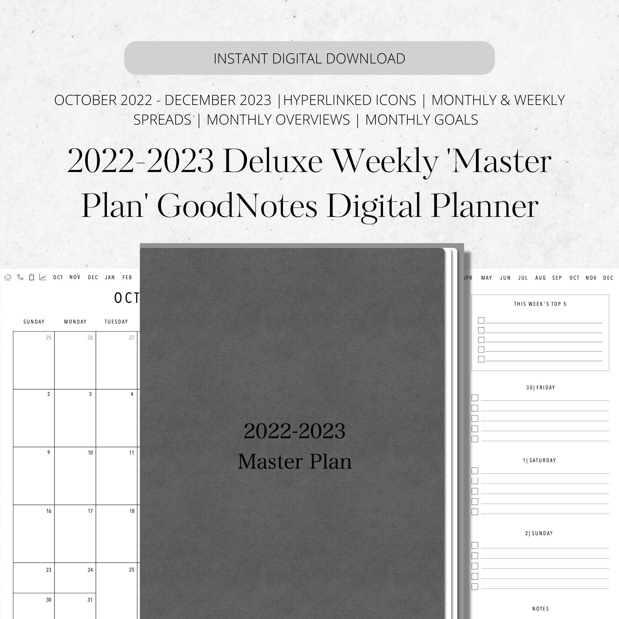 15 Month Deluxe Master Plan Weekly Agenda | Digital Planner | Good ...