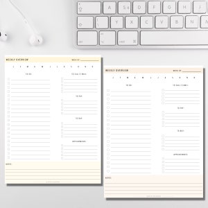 Weekly Overview Planner Printable | Customizable | Undated | Printable ...