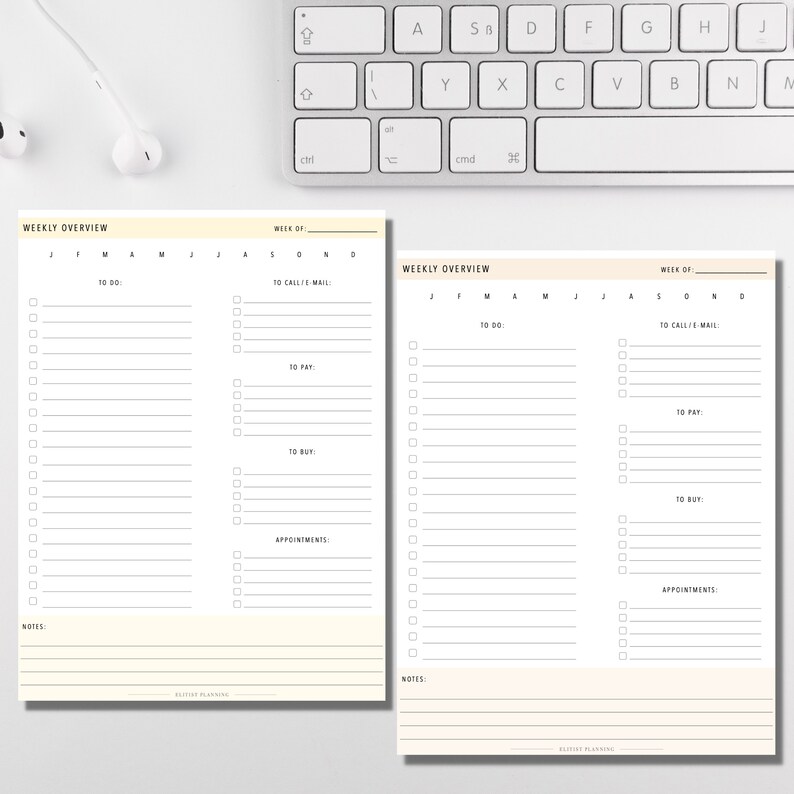 Weekly Overview Planner Printable | Customizable | Undated | Printable ...