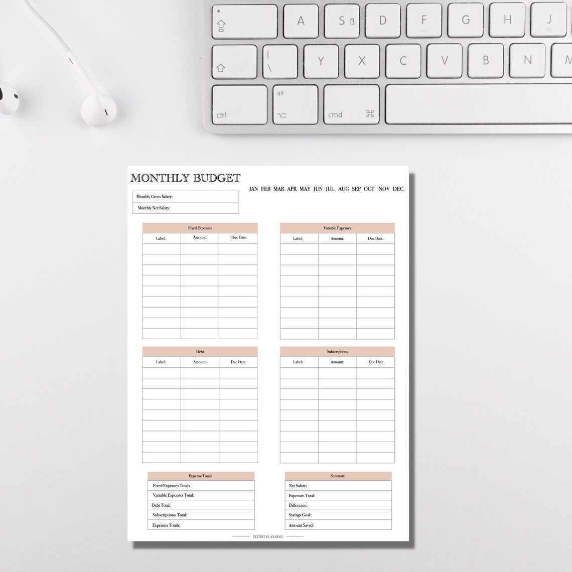 Monthly Budget Printable PDF | Customizable | Monthly Budget - Etsy
