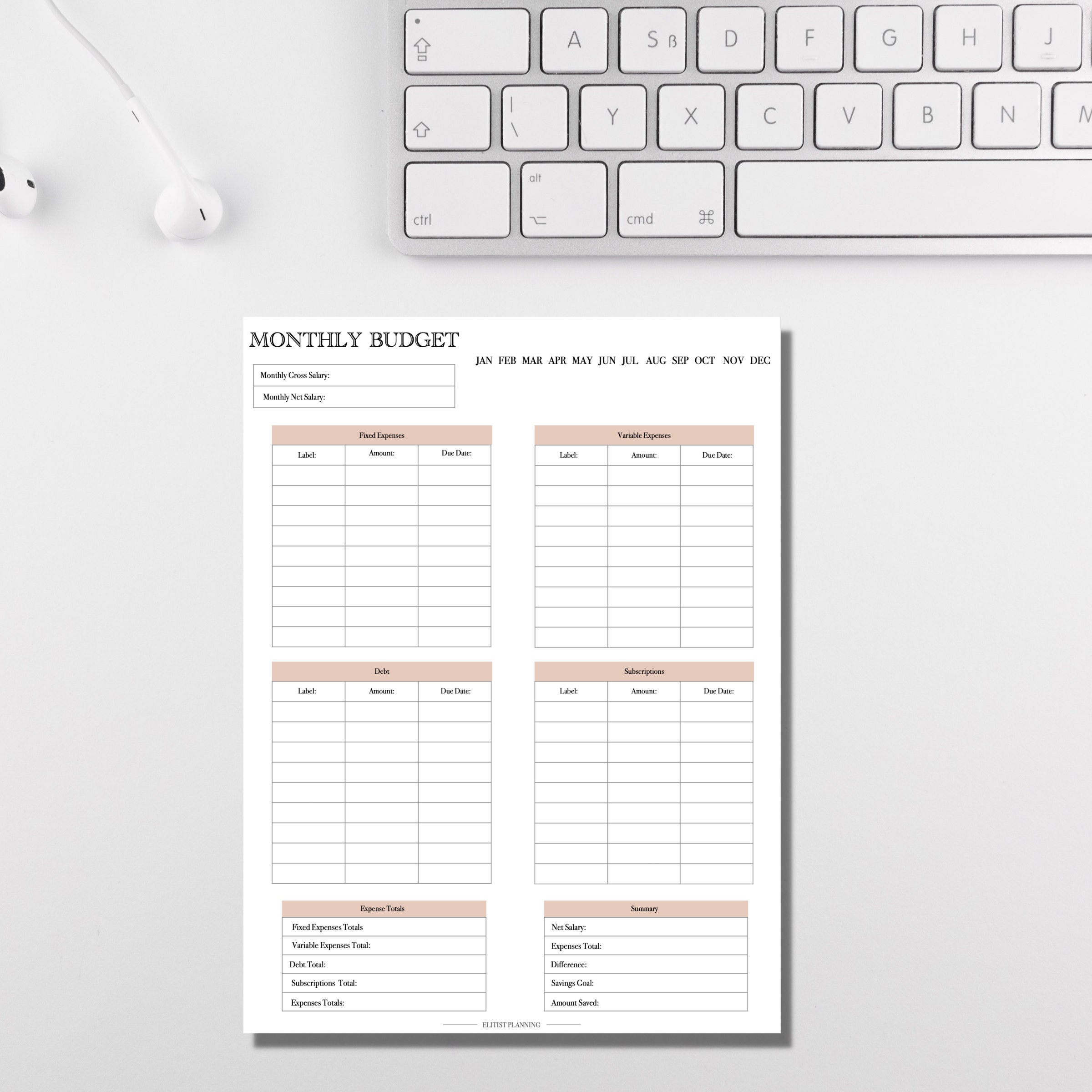 Monthly Budget Printable PDF | Customizable | Monthly Budget - Etsy