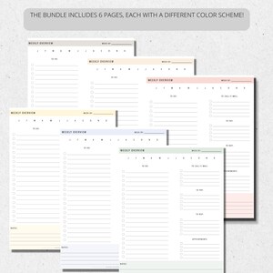 Weekly Overview Planner Printable | Customizable | Undated | Printable ...