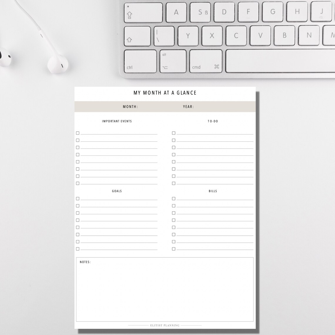 Monthly Overview Printable PDF | Customizable | Planner Printable - Etsy