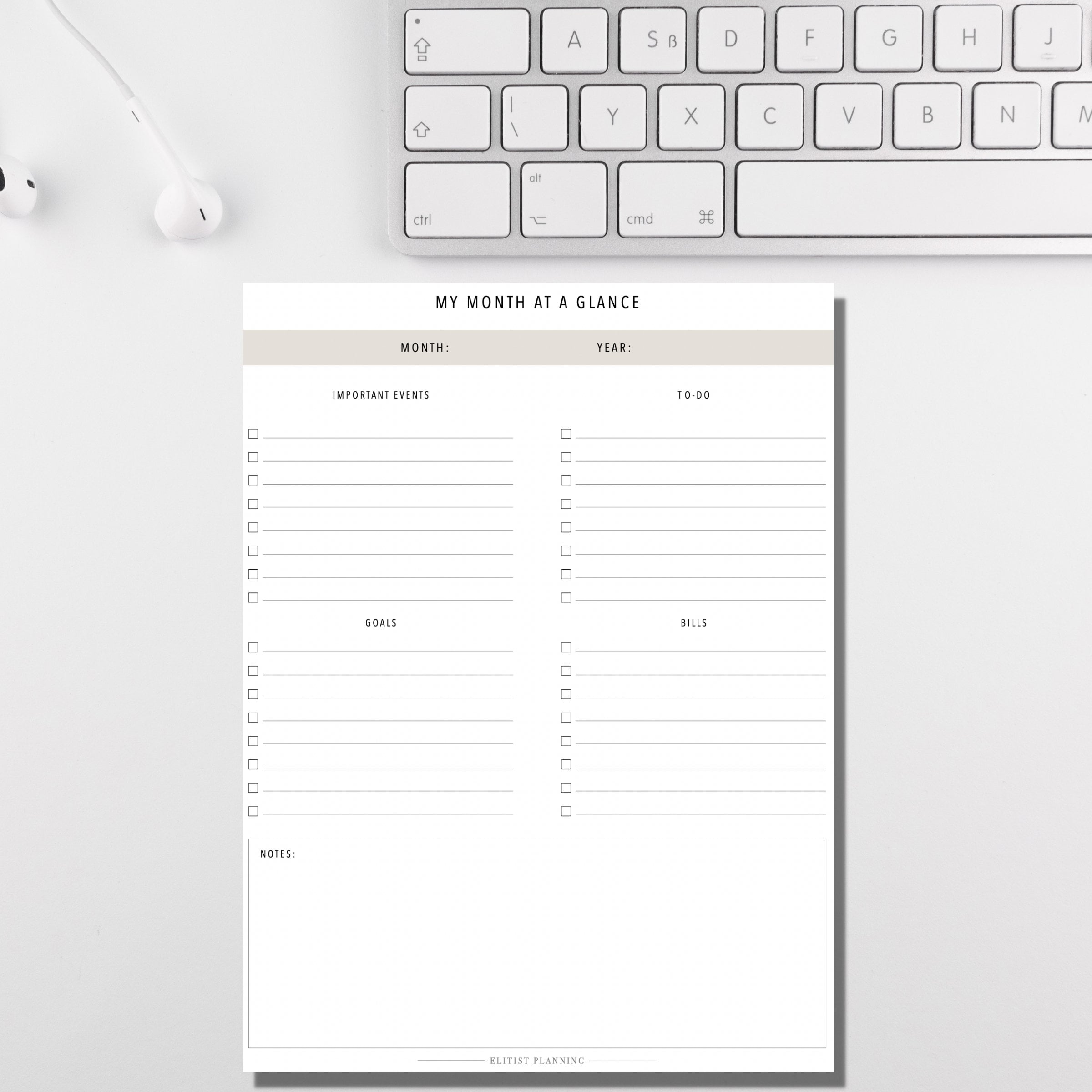 Monthly Overview Printable PDF | Customizable | Planner Printable - Etsy