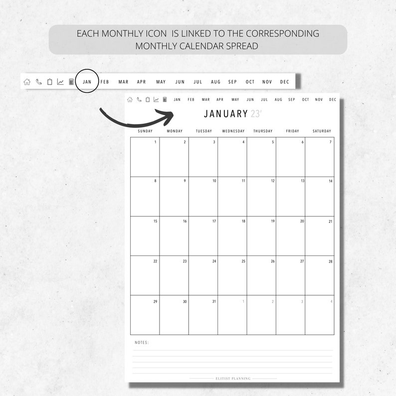 12 Month Monthly Planner | Digital Planner | Goodnotes | January 2023 ...