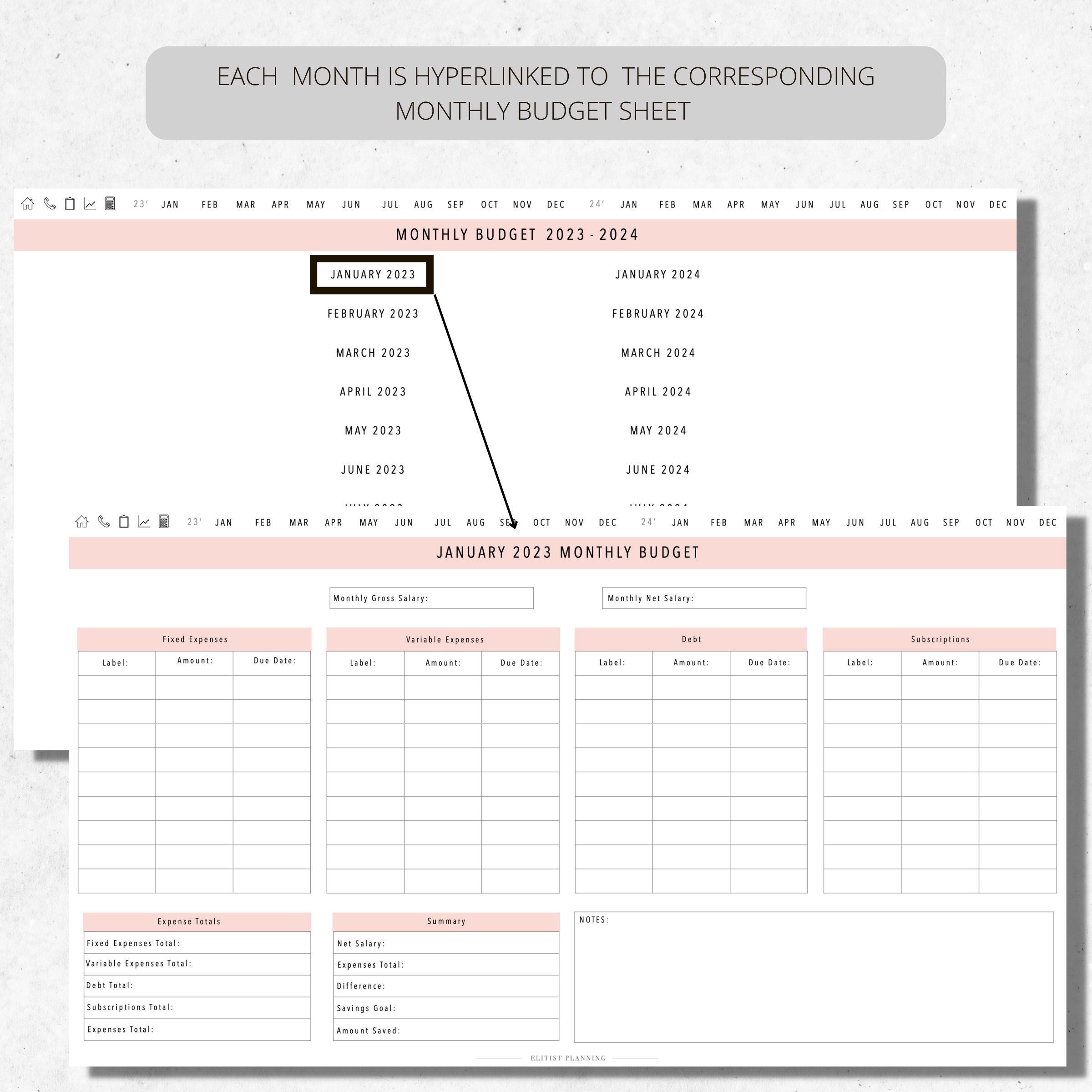 24 Month Monthly Planner | Digital Planner | Goodnotes | January 2023 ...
