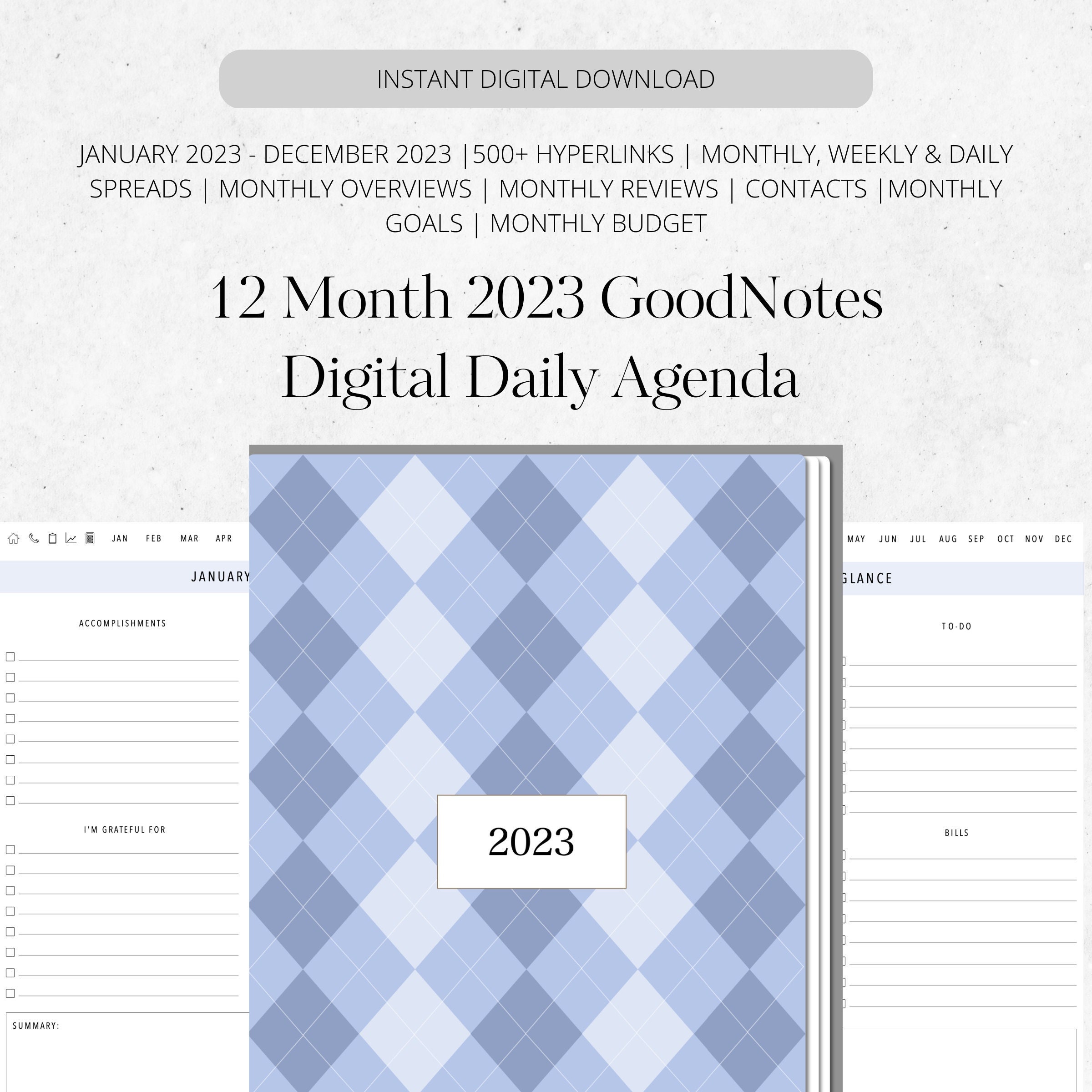 12 Month Goodnotes Digital Daily Agenda | Digital Planner | Goodnotes ...