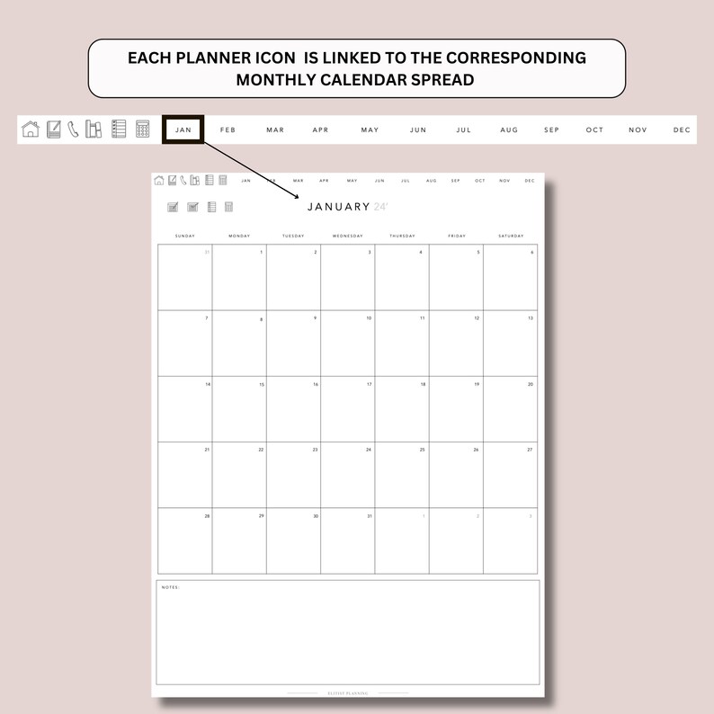 12 Month Daily Planner | Digital Planner | Goodnotes | January 2024 ...