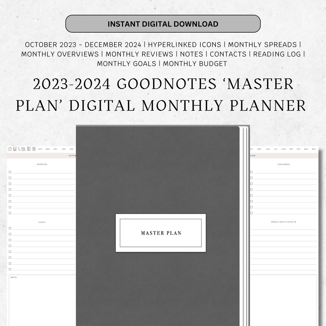 15 Month Master Plan | Monthly Planner | Digital Planner | Goodnotes ...