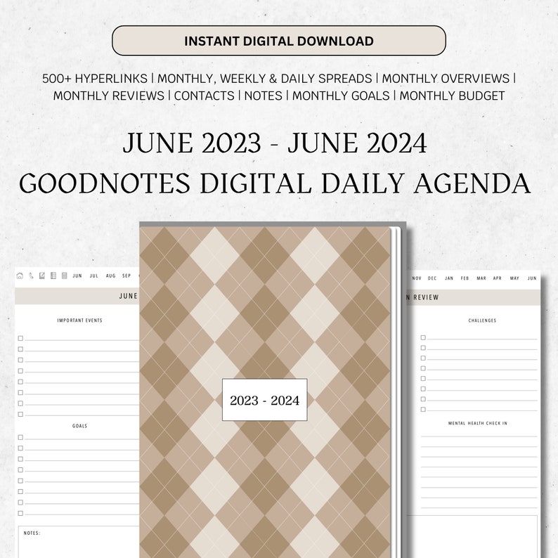 Mid-year Goodnotes Digital Daily Agenda Digital Planner Goodnotes June ...