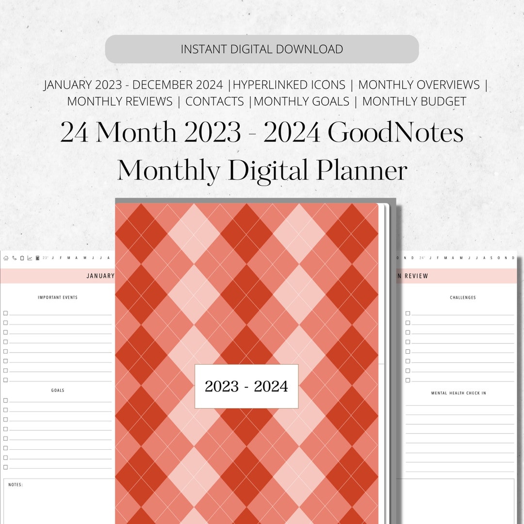 24 Month Monthly Planner | Digital Planner | Goodnotes | January 2023 ...