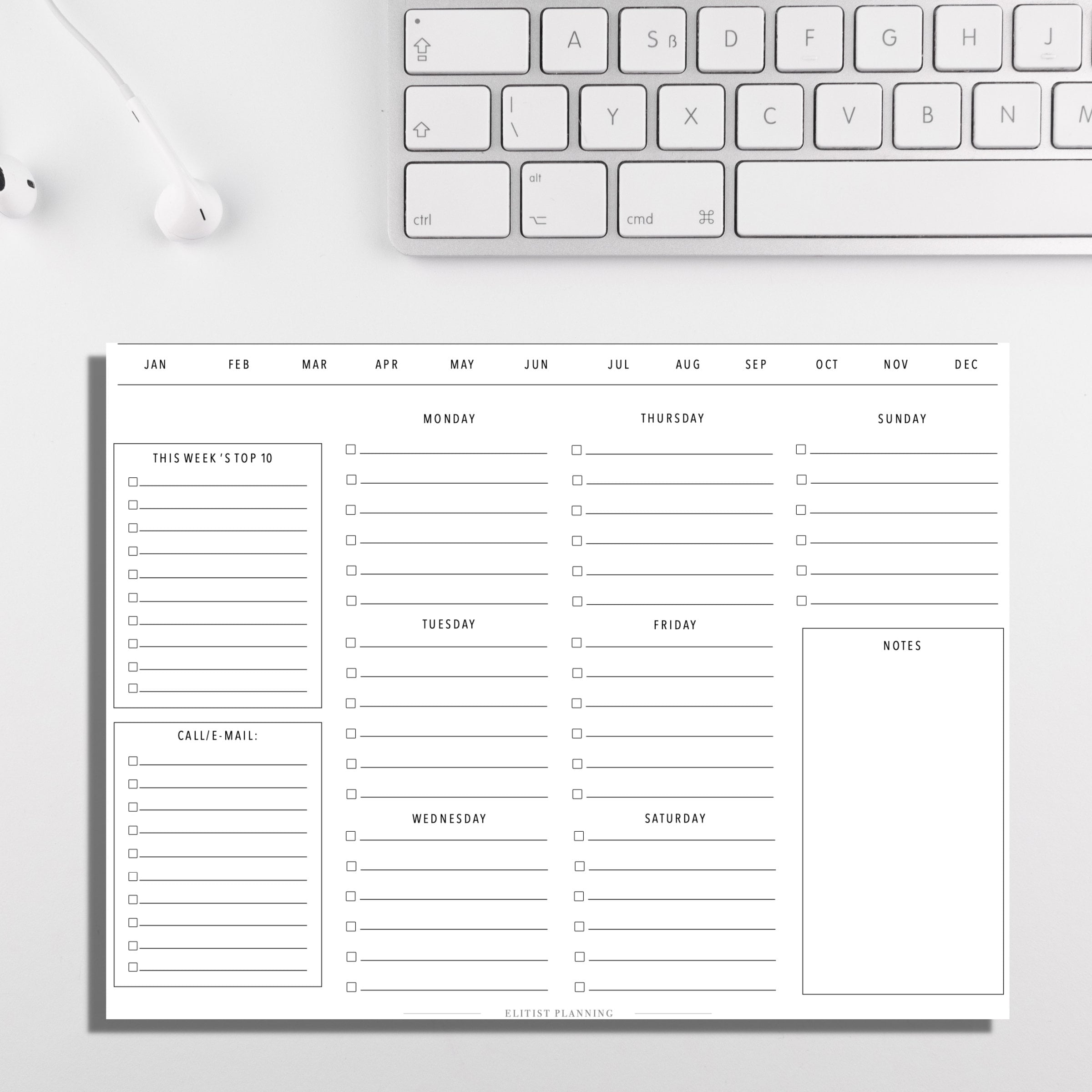 Weekly Planner Printable PDF | Undated | Customizable | Minimalist ...