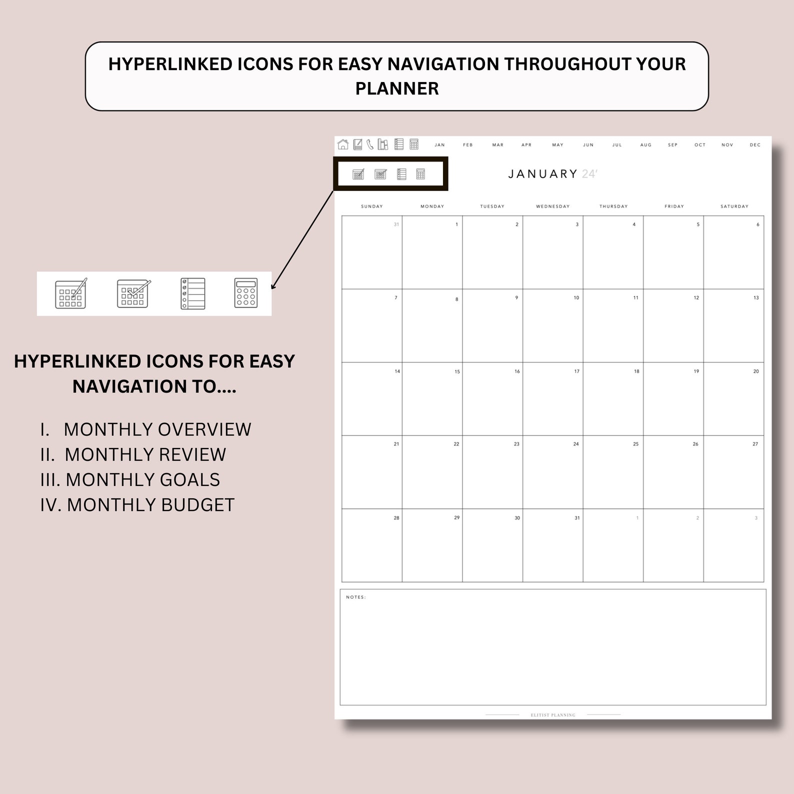12 Month Daily Planner | Digital Planner | Goodnotes | January 2024 ...