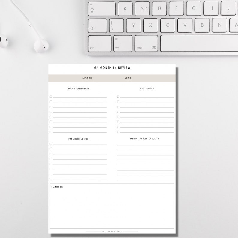 Monthly Review Printable PDF | Customizable | Planner Printable - Etsy