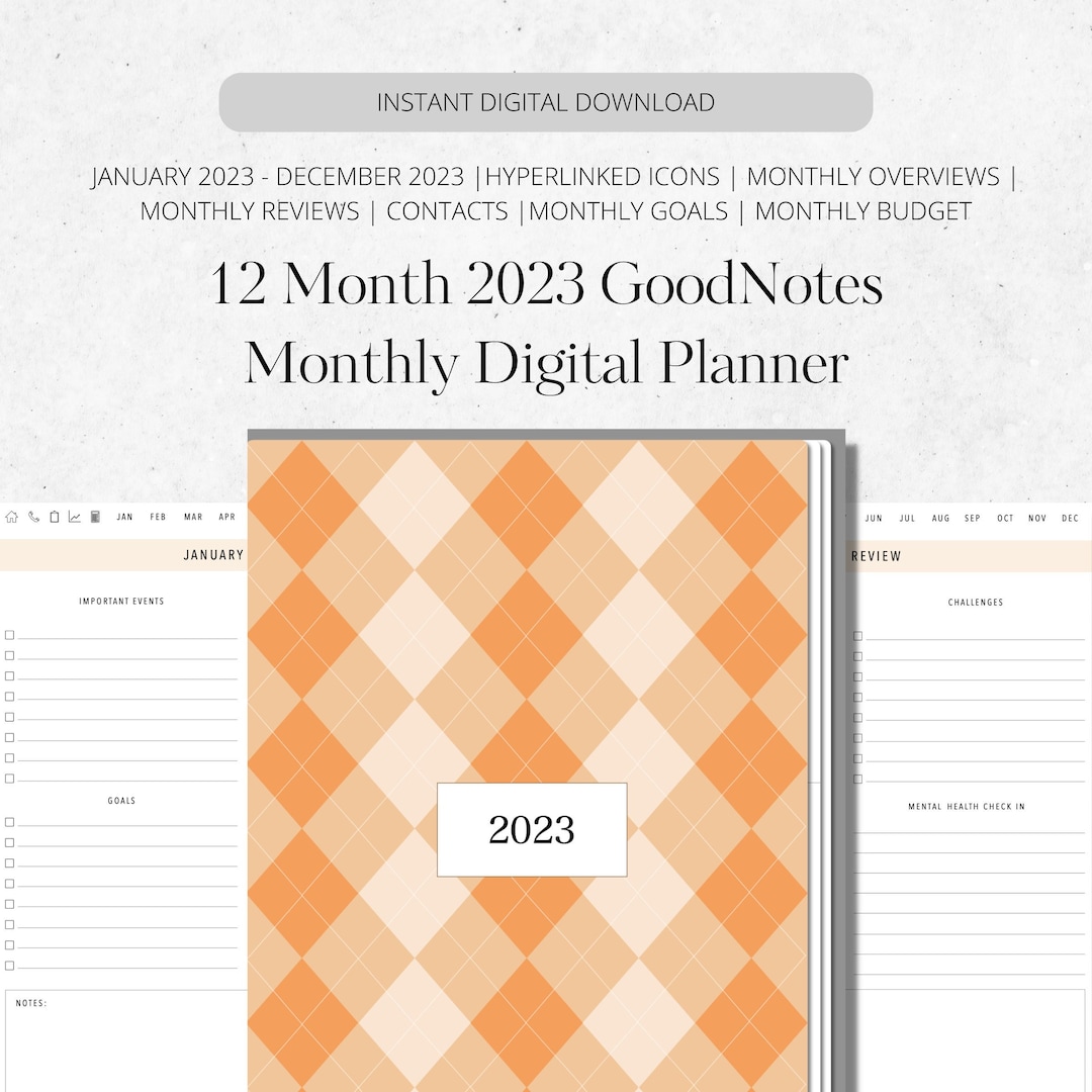 12 Month Monthly Planner | Digital Planner | Goodnotes | January 2023 ...