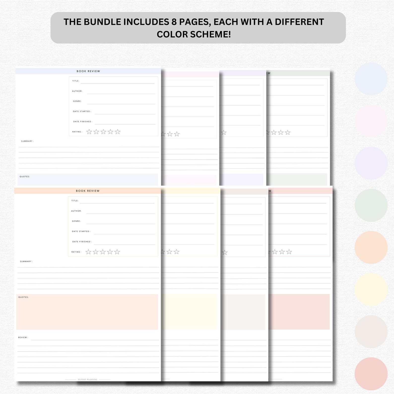 Book Review Planner Printable | Customizable | Book Review Template - Etsy