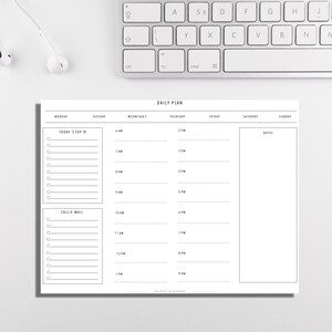 Daily Planner Printable PDF | Undated | Customizable | Minimalist ...