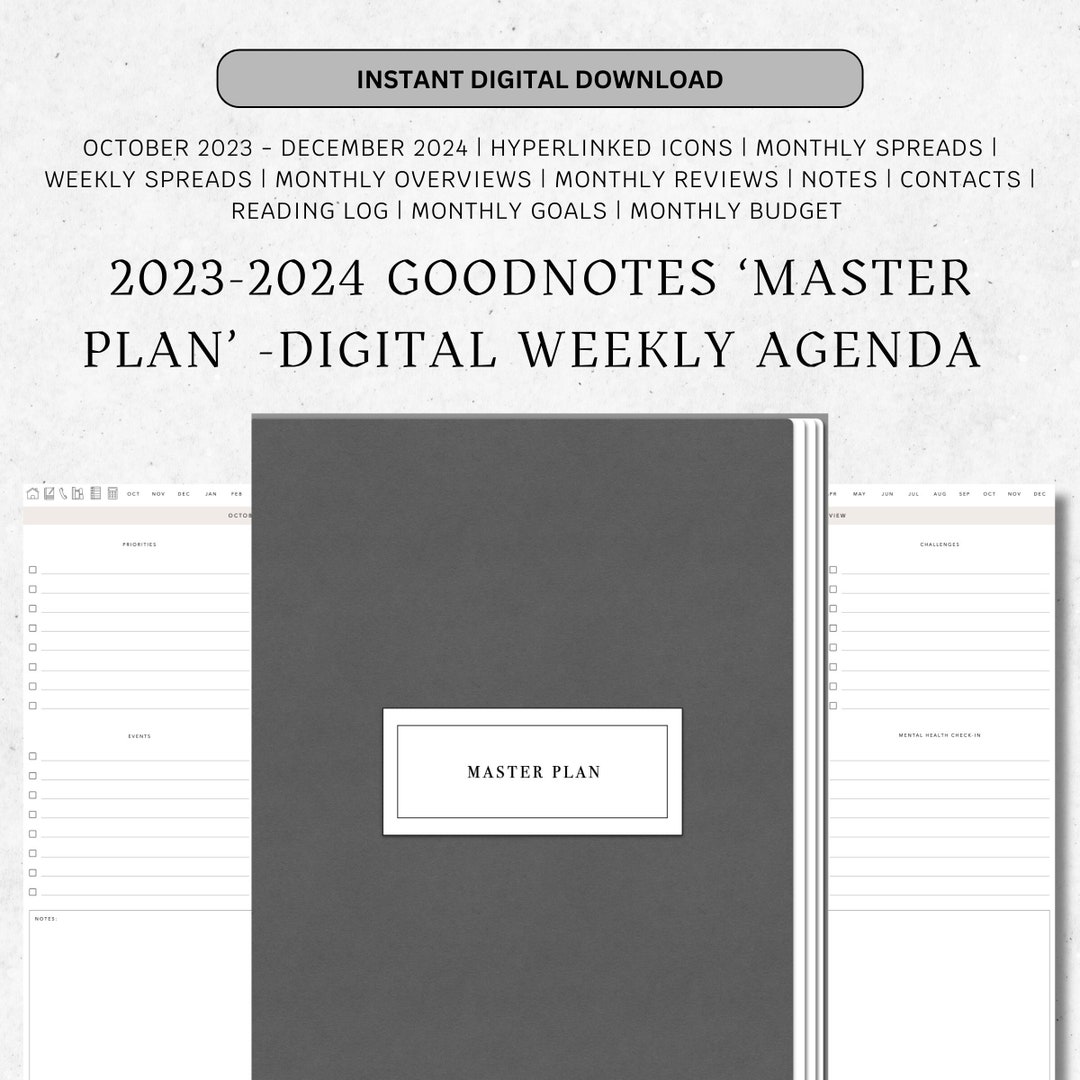 15 Month Master Plan Weekly Agenda | Digital Planner | Goodnotes ...