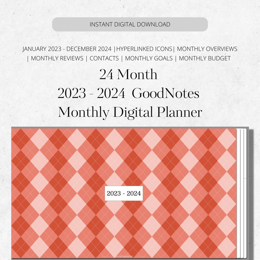 24 Month Monthly Planner | Digital Planner | Goodnotes | January 2023 ...
