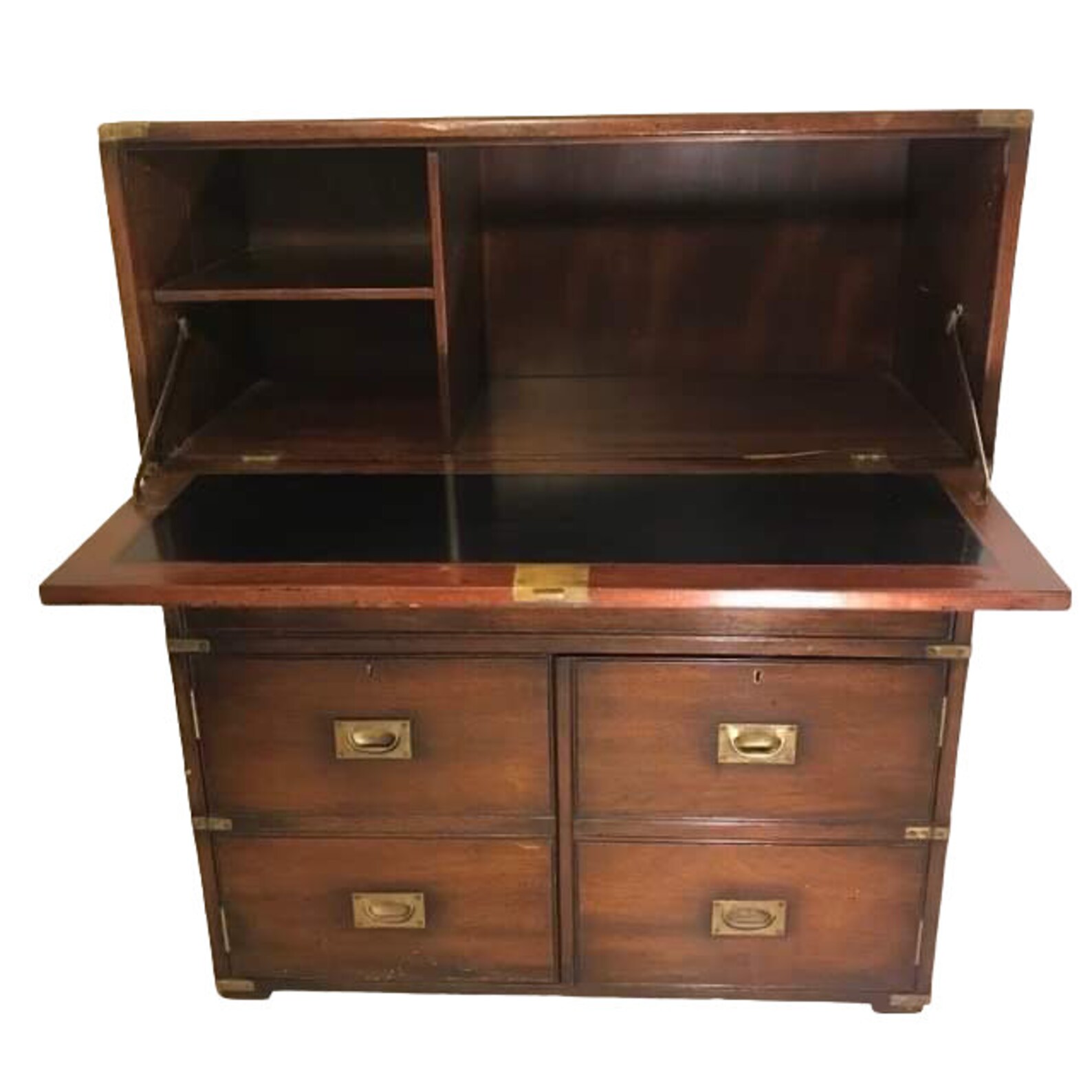 19th C English Officers Regency Campaign Desk Mahogany Brass Secretaire ...