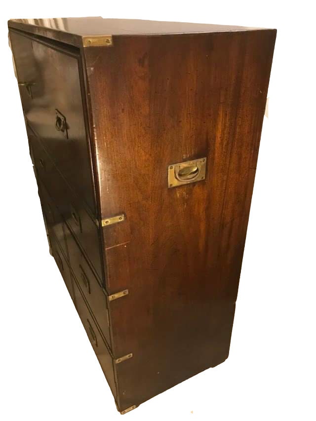 19th C English Officers Regency Campaign Desk Mahogany Brass Secretaire ...