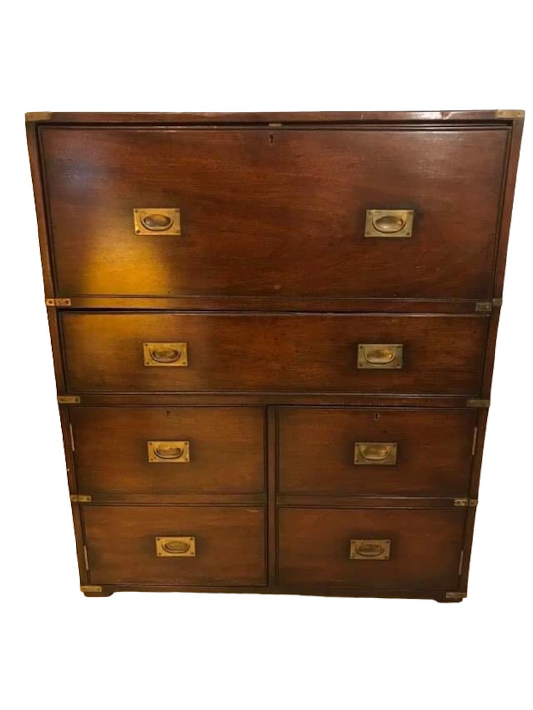 19th C English Officers Regency Campaign Desk Mahogany Brass Secretaire ...