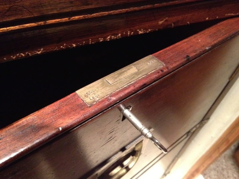 19th C English Officers Regency Campaign Desk Mahogany Brass Secretaire ...