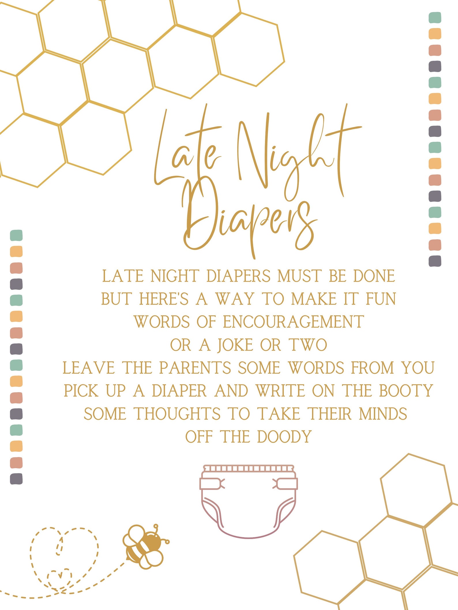 Late Night Diaper Message Sign, Instant Download, Sweet as Can Bee ...