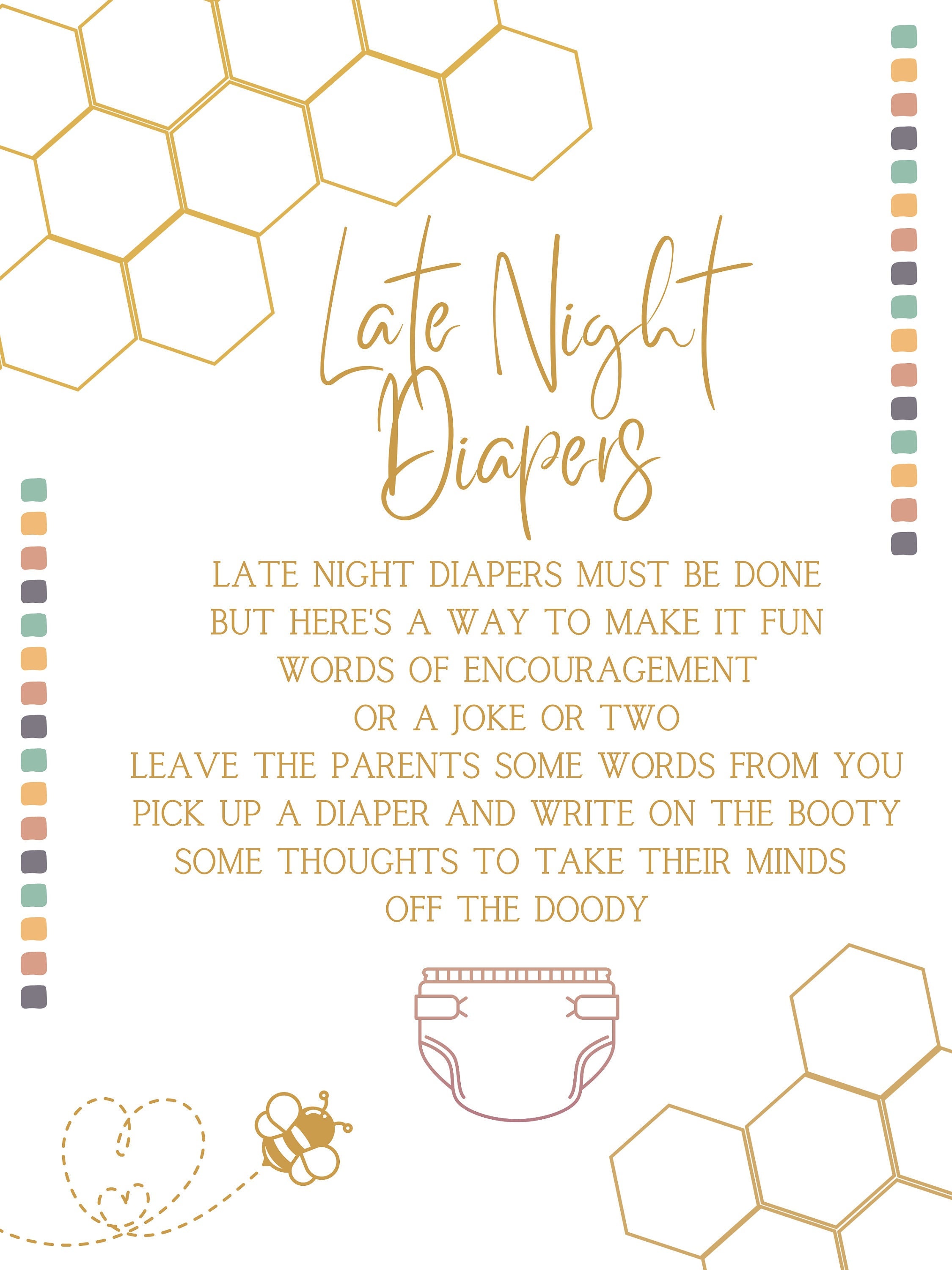 Late Night Diaper Message Sign, Instant Download, Sweet as Can Bee ...