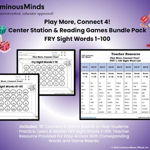 Sight Word Center Station & Reading Games Bundle Pack | Play More ...