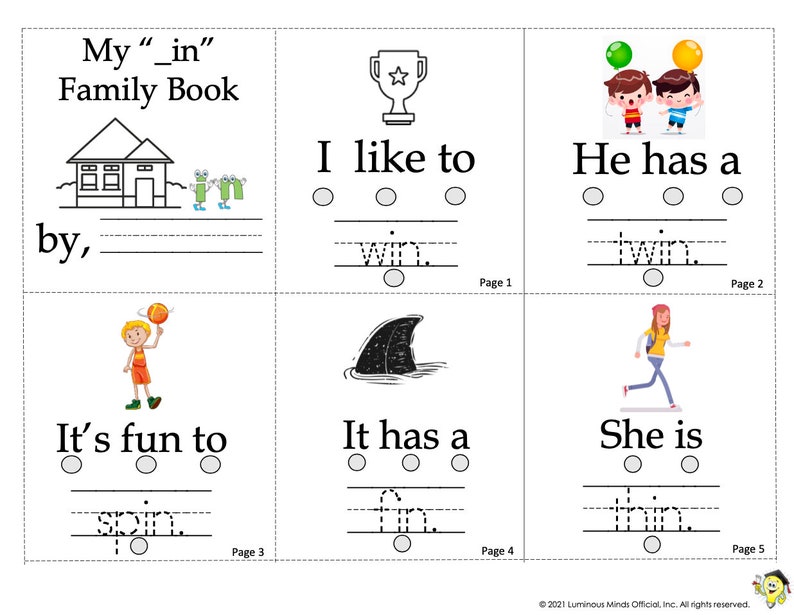 Word Family Activity Pack: the _in Family - Etsy