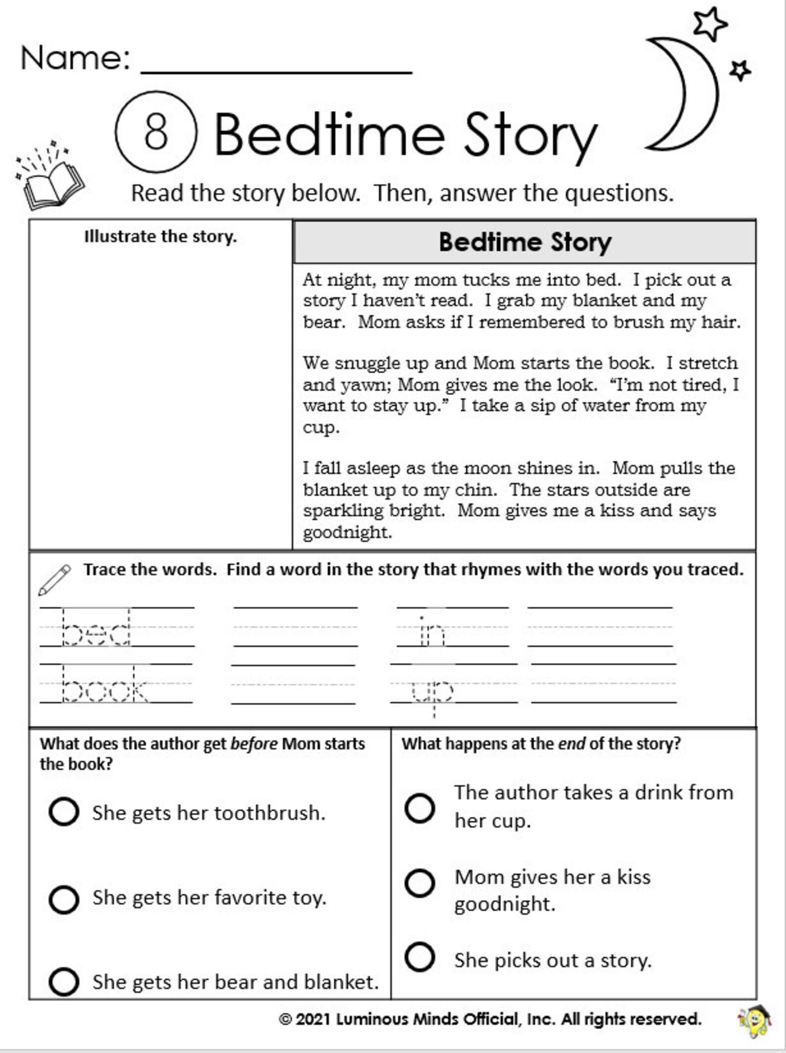 K-1 Reading Comprehension & Test Prep | Set: 1 - Etsy