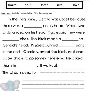 There is a Bird on Your Head! Book Companion Worksheets & Activities - Etsy