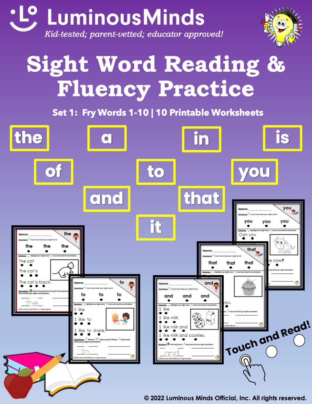 Sight Word Reading & Fluency Practice | Set 1: Fry Words 1-10 - Etsy