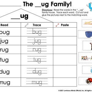 Word Family Activity Pack: the “_ug” Family - Etsy