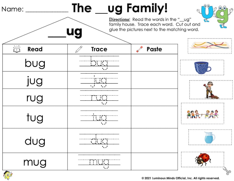 Word Family Activity Pack: the “_ug” Family - Etsy