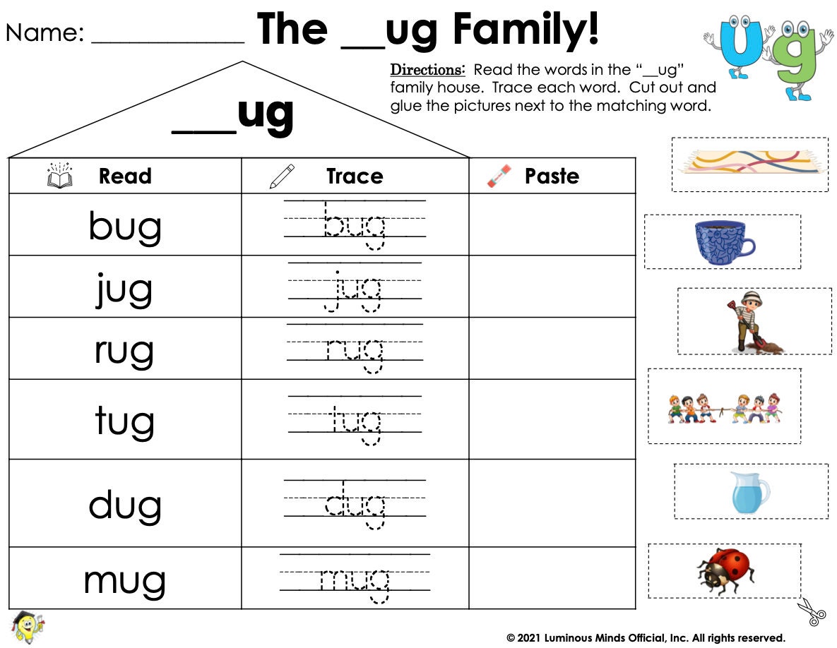 Word Family Activity Pack: the _ug Family - Etsy