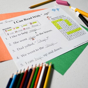 Word Family Activity Pack: the "_op" Family - Etsy