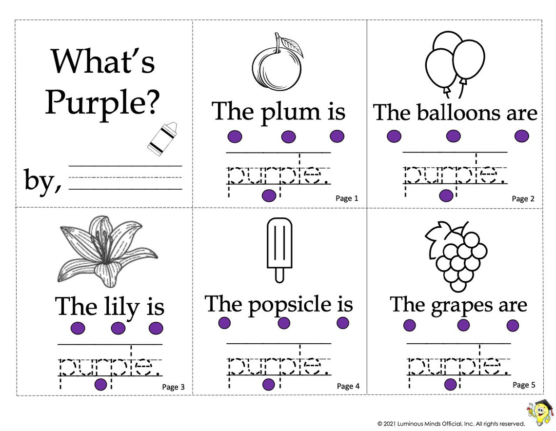 Learn the Color Purple Activity Pack | Preschool Worksheets (digital ...