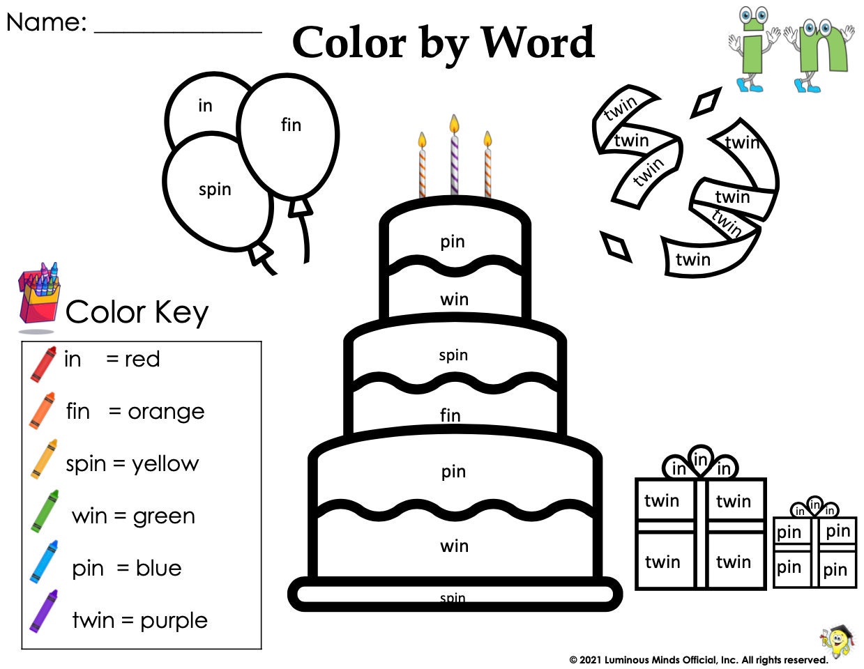 Word Family Activity Pack: the _in Family - Etsy