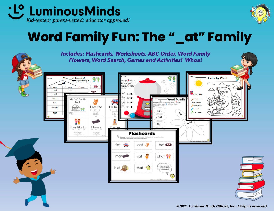 Word Family Activity Pack: the “_at” Family - Etsy