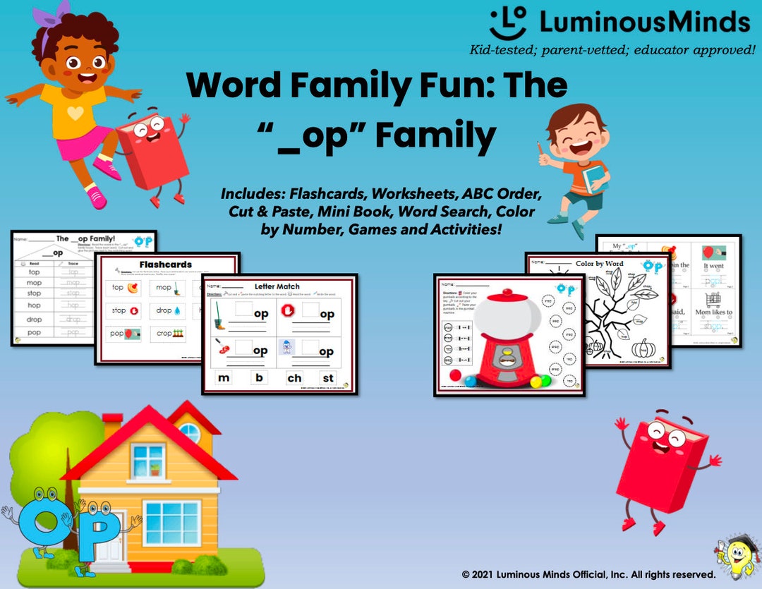Word Family Activity Pack: the &quot;_op&quot; Family - Etsy
